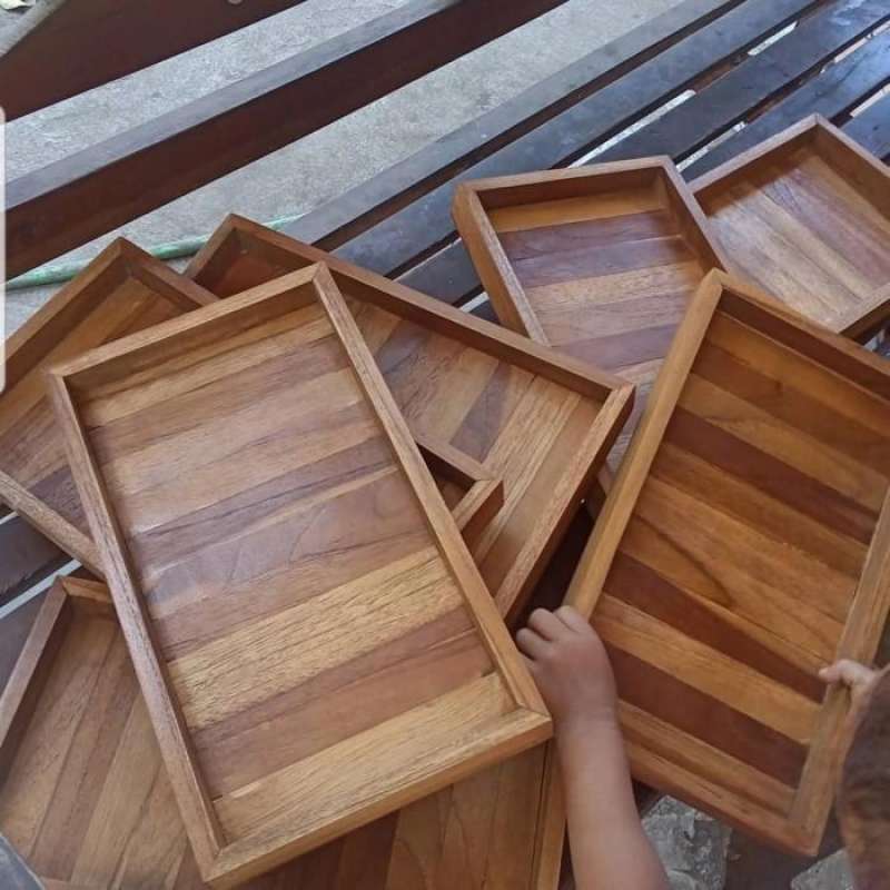 Jual Nampan Baki Kayu Jati Laminasi Foodgrade Cantik Estetik Ukuran 30* ...
