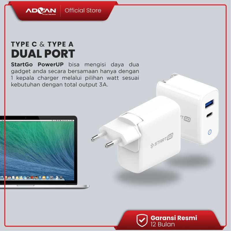 Promo Advan Startgo Gan Charger 65w Fast Charging Dual Port Pd 3.0 Por ...