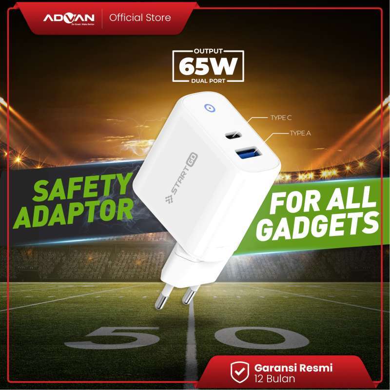 Promo Advan Startgo Gan Charger 65w Fast Charging Dual Port Pd 3.0 Por ...