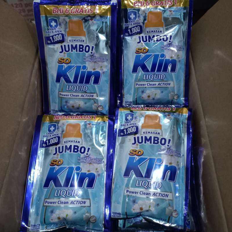 Jual So Klin Liquid / SoKlin renceng Power Clean ACTION Deterjen Cair ...