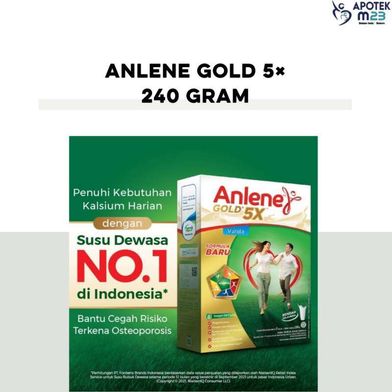 Jual Anlene Gold 5X Susu Bubuk Vanila dan Coklat 240g - Nutrisi Tulang ...