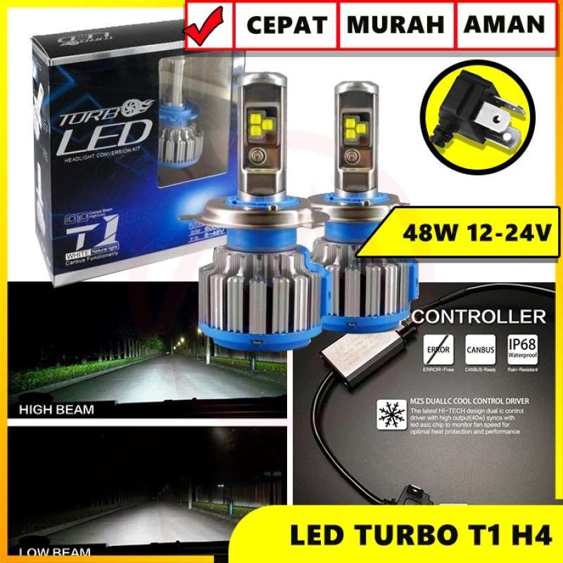 Jual TURBO LED T1 H4 UNIVERSAL ISI 2PC HEADLIGHT TURBO T1 di Seller ...