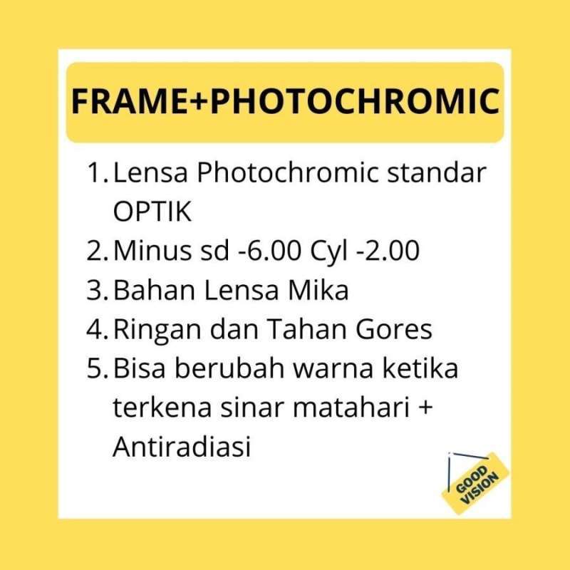 Jual Paket Kacamata Frame Lensa Minus Cyilinder Photocromic Anti Sinar ...