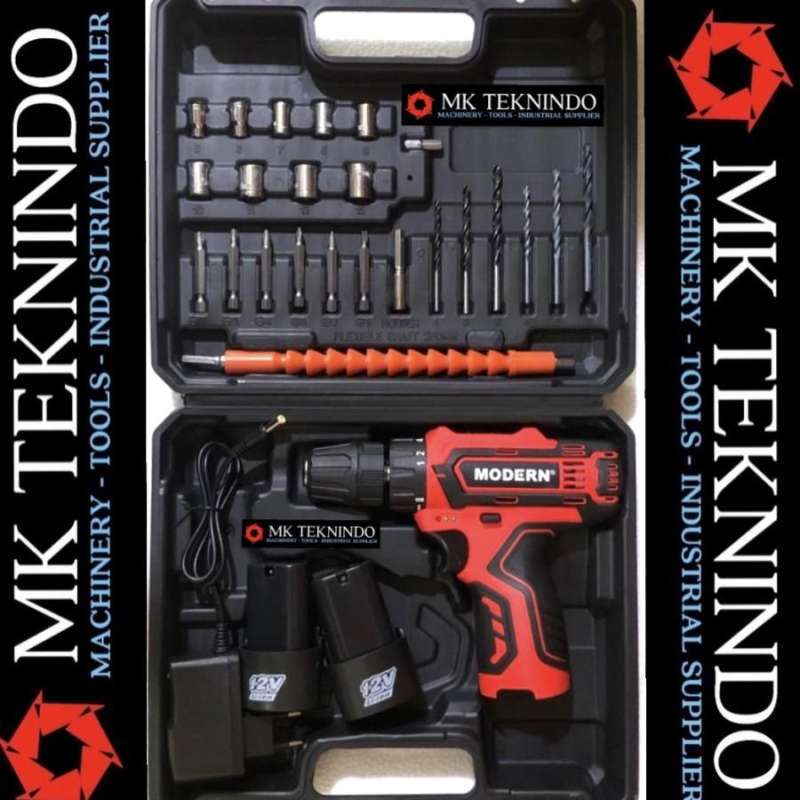 Jual Modern Bor Cordless Cas Baterai M13 Set 10 mm Besi Kayu Obeng M 13 ...
