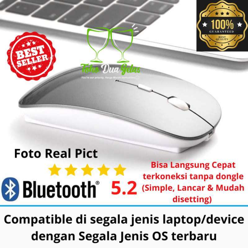 Jual Mouse Wireless Bluetooth Silent Tanpa Dongle Rechargeable Multi Device di Seller Meena ...