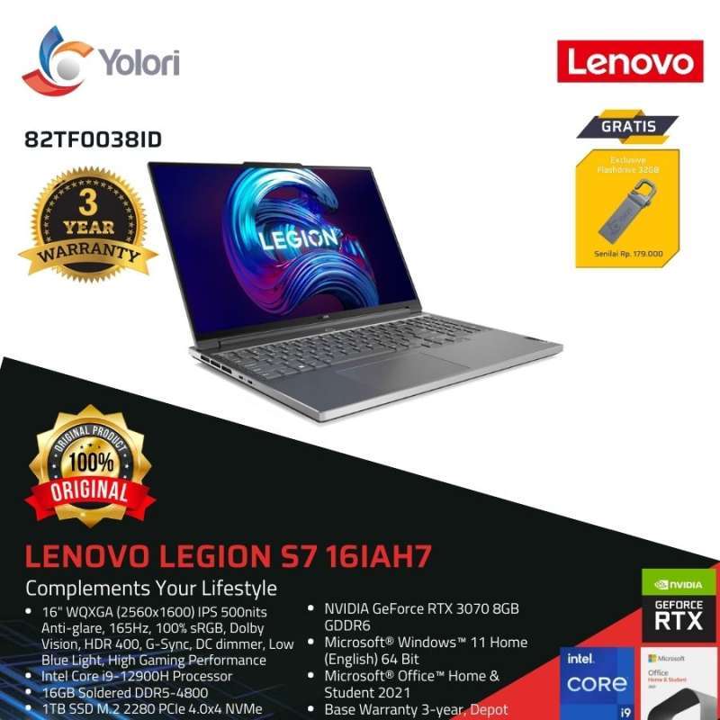 Jual Lenovo Legion S7 16iah7 [i9-12900h, 24gb, 1tb Ssd, Nvidia Rtx 3070 ...