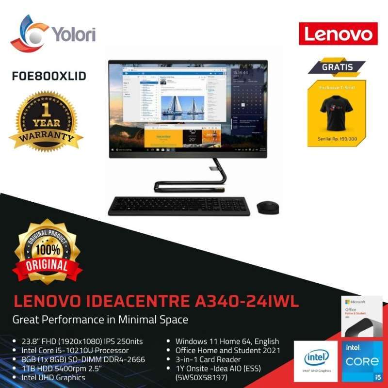 Jual Lenovo ideacentre A340-24IWL [i5-10210U, 8GB, 1TB, Intel UHD ...