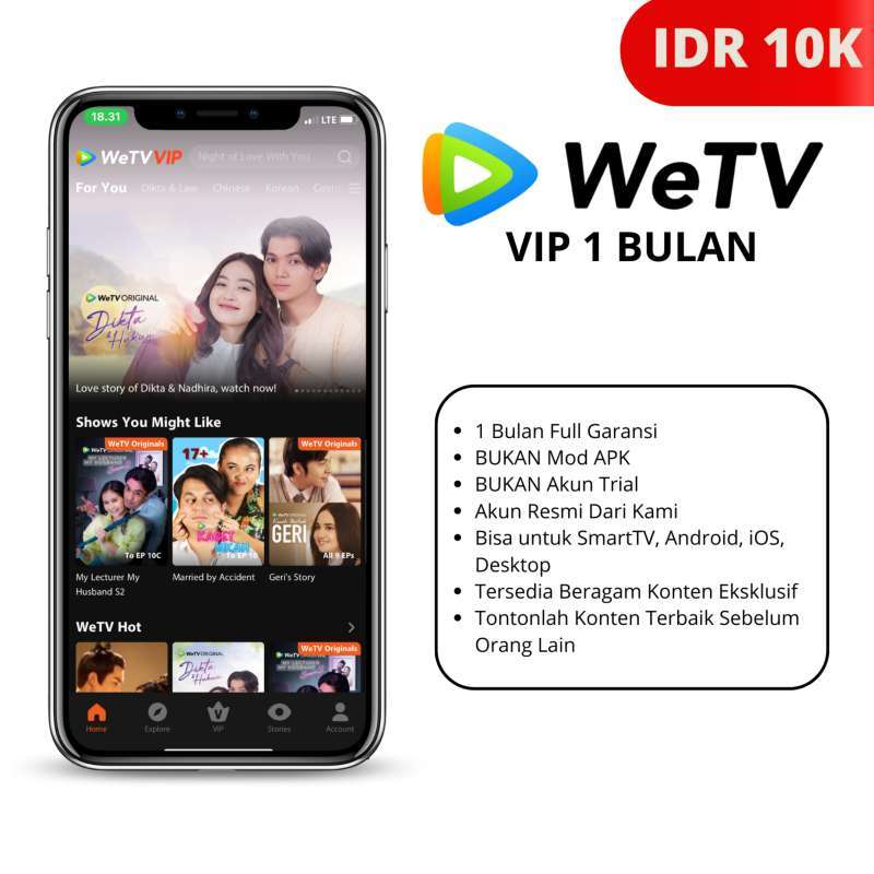 Jual Wetv Vip / Premium 1 Bulan Di Seller Zapp - Tomang, Kota Jakarta Barat | Blibli