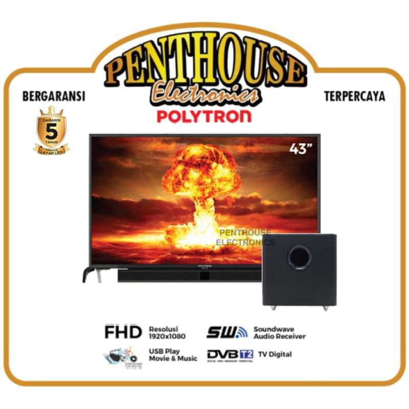 Promo Polytron LED Digital TV 43 Inch 43BV1558 + Soundbar Soundwave ...