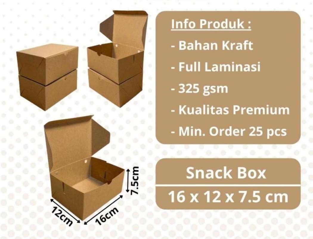 Jual Box snack / dus snack / kotak gorengan kraft laminasi - 16x12x7,5 ...