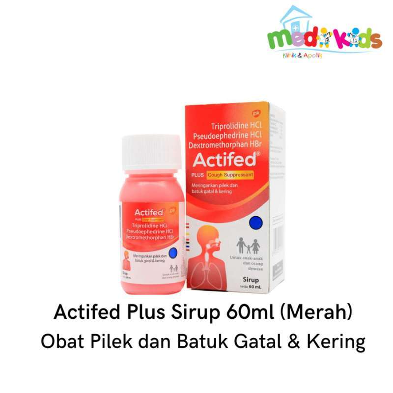 Jual Actifed Plus Cough Supressant Sirup 60 ml (Merah) Pilek Batuk ...