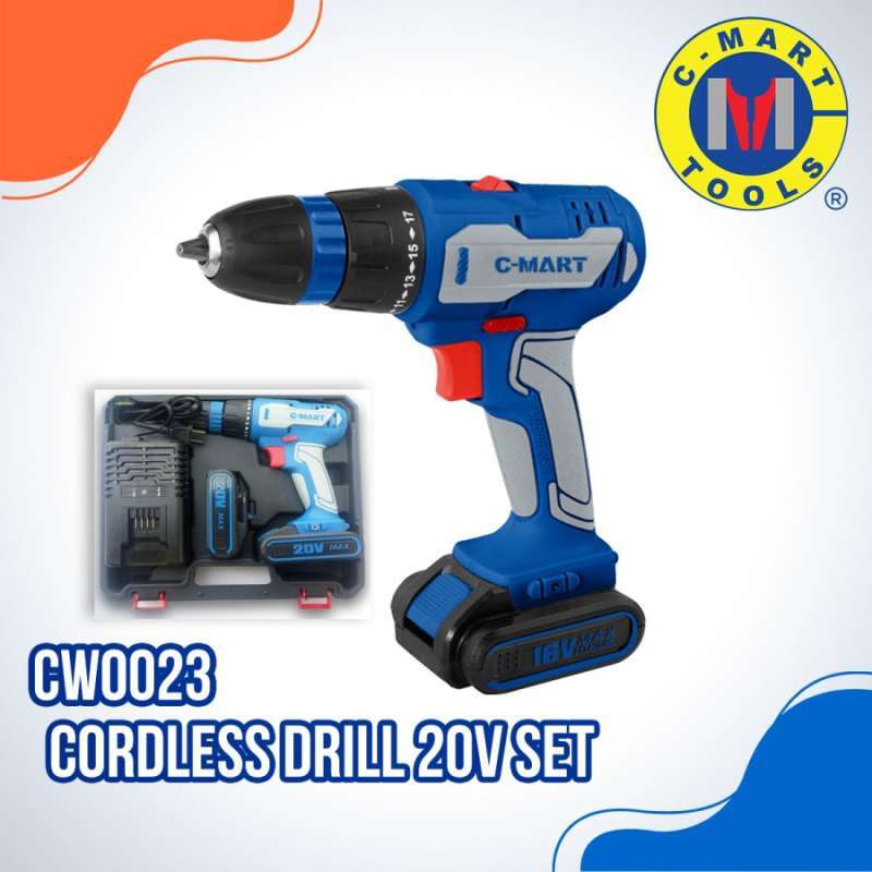 Jual CMART CW0023 Cordless Drill 20V SET/ Bor Listrik Set/ Bor Baterai ...