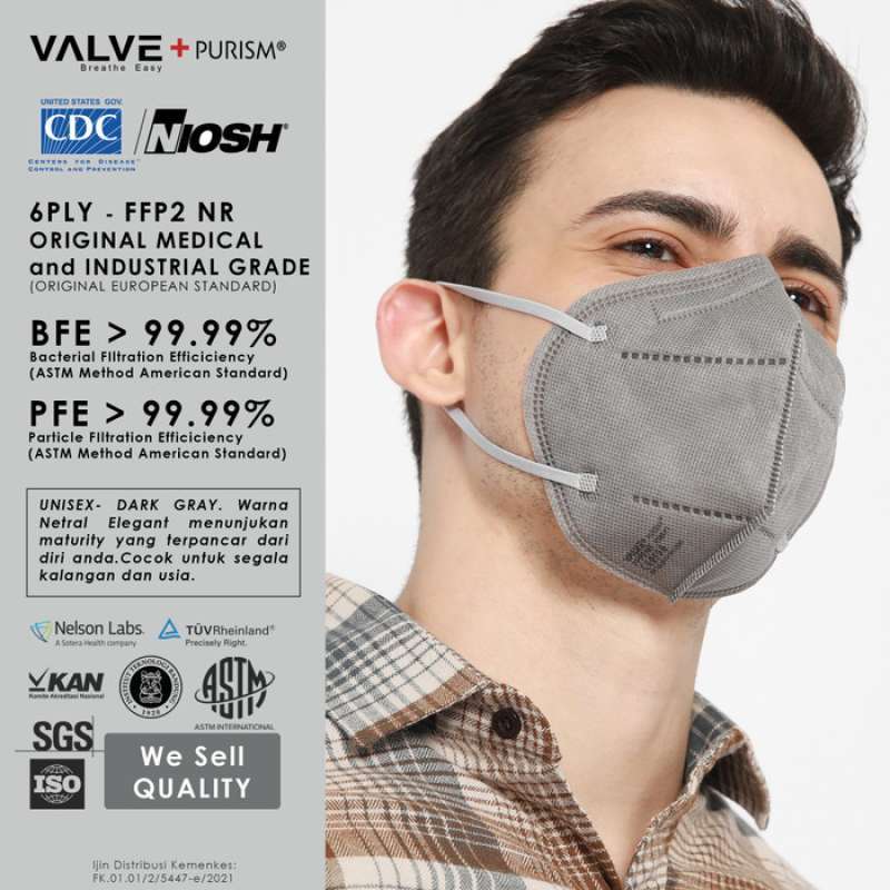 Jual Masker Medis 6Ply ValvePlus Purism FFP2 NR Standard Eropa-N95 NR ...