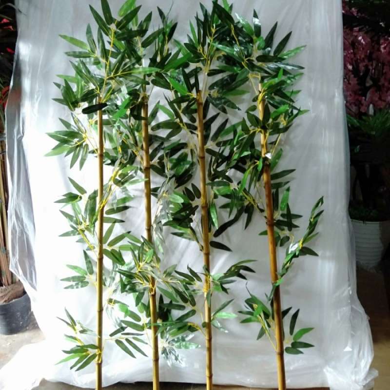 Jual pohon bambu partisi/bambu partisi satuan/bunga plastik/bunga hias ...