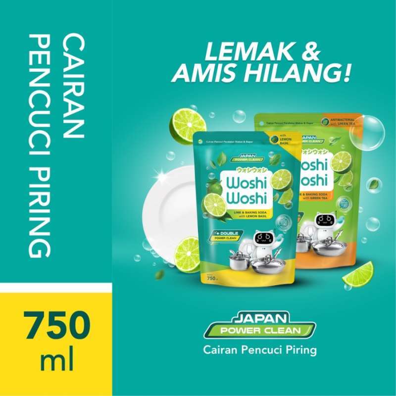 Promo Woshi Woshi Lime & Baking Soda With Lemon Basil Sabun Cuci Piring ...