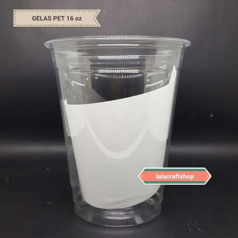 Jual GELAS PLASTIK PET 16 OZ TEBAL POLOS/GELAS BUBBLE BOBA/pack isi 50 ...