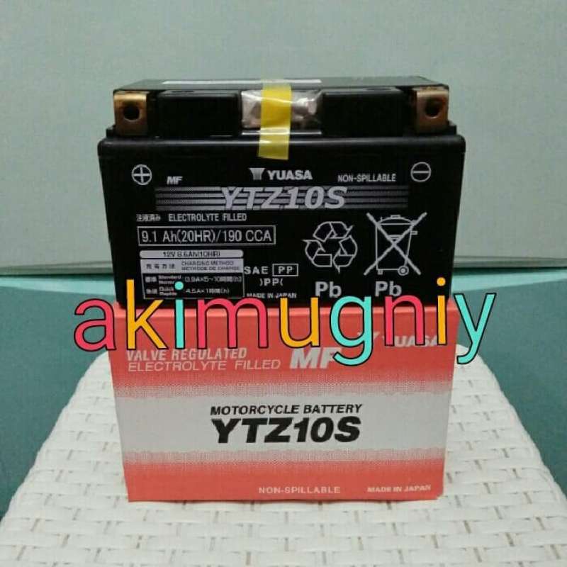 Jual aki motor yuasa ytz10s 12v 8.6ah original jepang cbr r1 r6 mv ...
