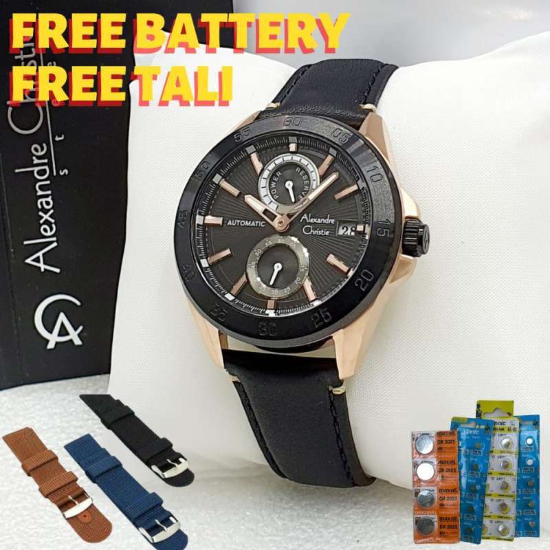 Jual Jam Tangan Pria Alexandre Christie Original Tali Kulit Date dan ...