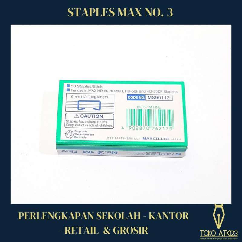 Jual Staples / Isi Jepretan Merk Max No. 3-1m Di Seller Toko Atk123 ...