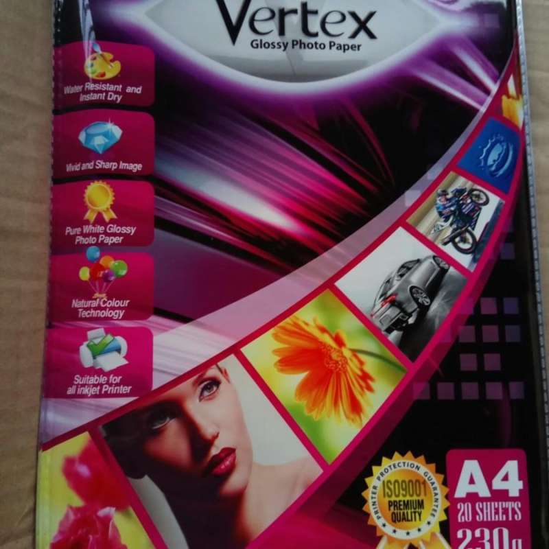 Jual kertas foto Glossy Photopaper A4 230g VERTEX di Seller YusD Shop - Sekip, Kota Medan | Blibli