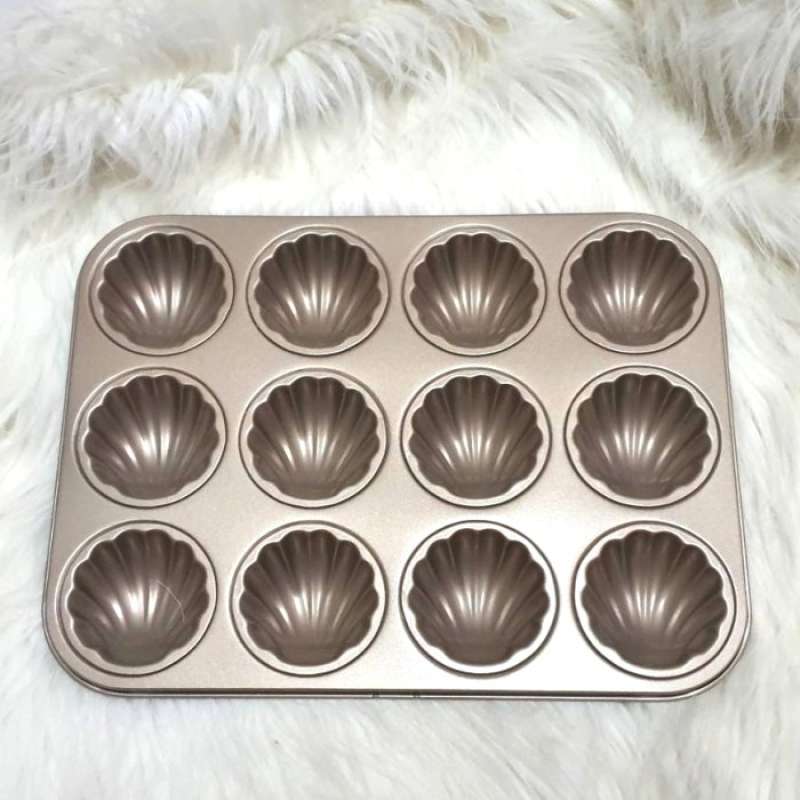 Jual loyang kerang 12 lubang baking pan anti lengket cetakan bolu kue ...