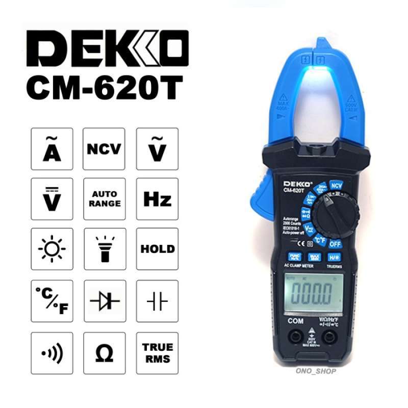 Promo Digital AC Clamp Meter True RMS 600 Ampere - Dekko CM-620T Diskon ...