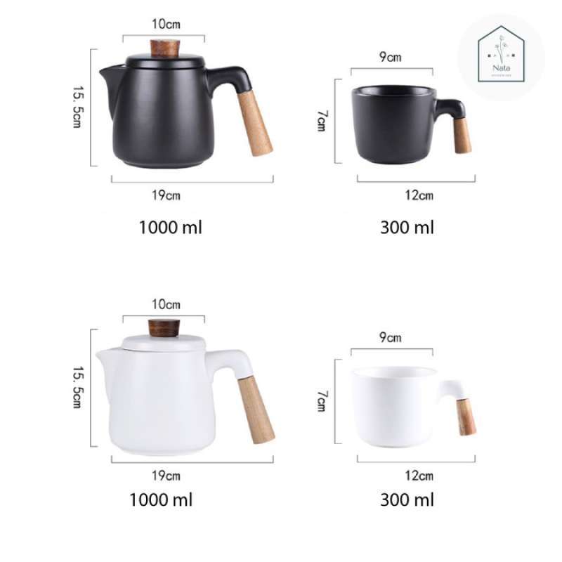 Jual JAPANESE TEAPOT TEA POT SET TEKO DAN MUG WARNA HITAM PUTIH INCLUDE ...