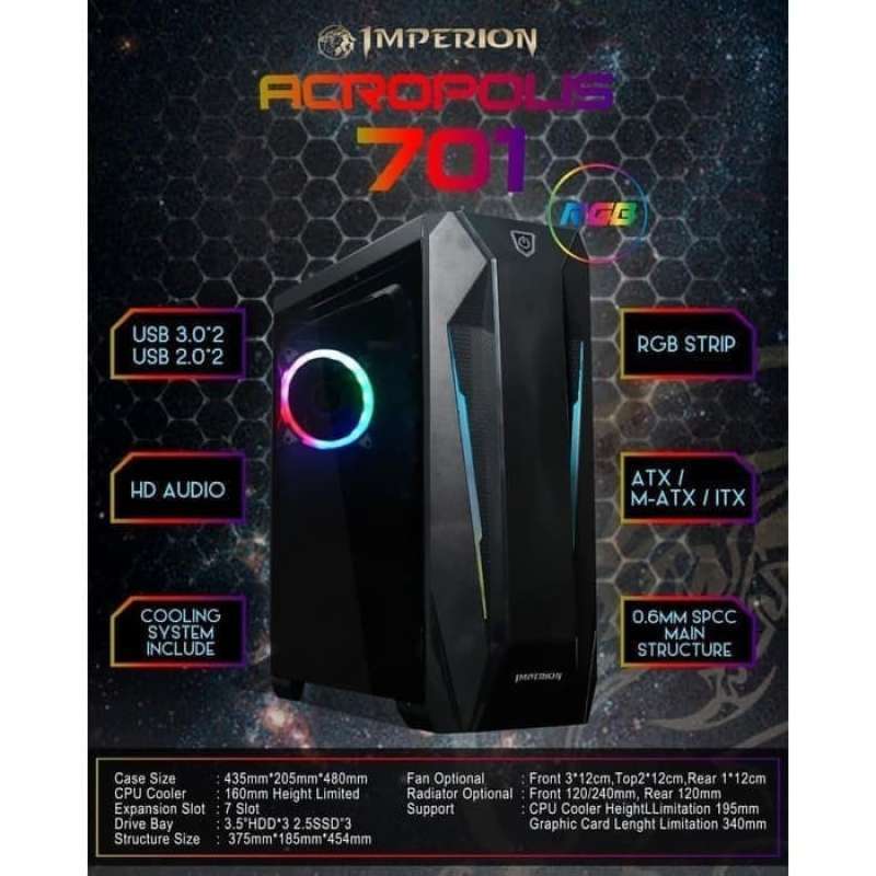 Jual Unik Imperion Casing Komputer Gaming PC Case Acropolis 701 di ...