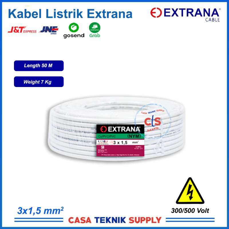 Jual Kabel Listrik NYM 3x1,5 Extrana 50 meter Kawat Solid di Seller ...