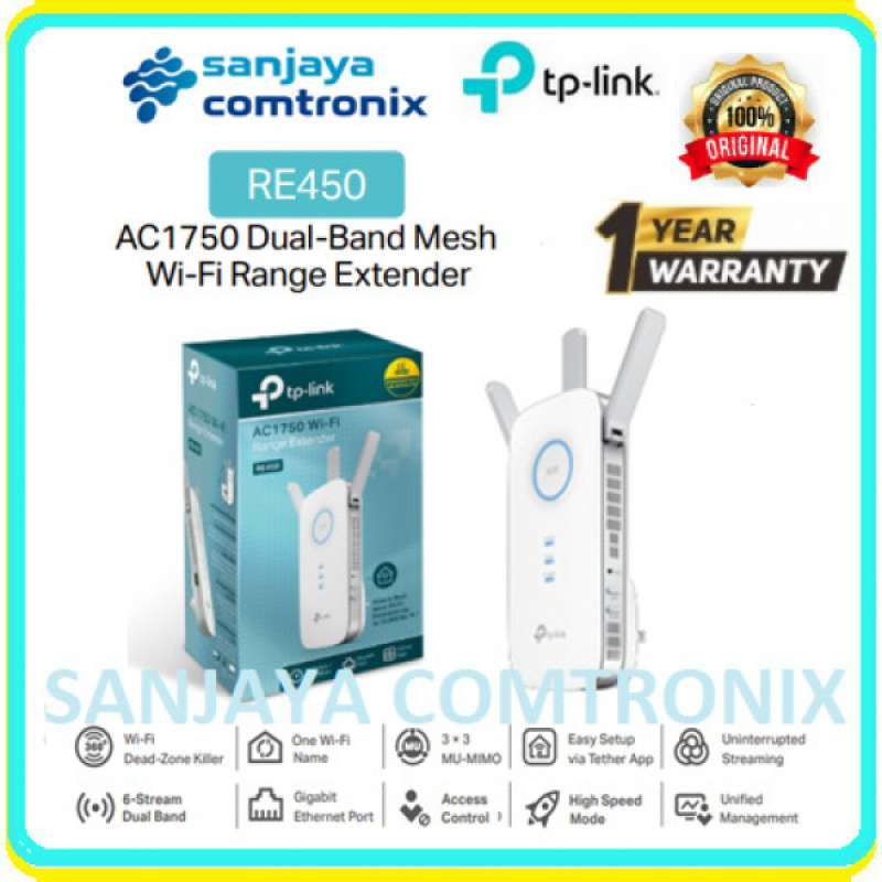 Promo Tp-Link Re450 Dual Band Ac1750 Wi-Fi Range Extender Diskon 15% di ...