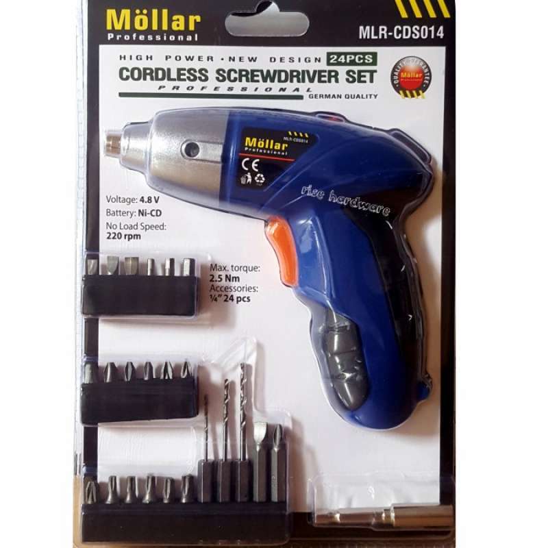 Promo Mesin Obeng Set Baterai Screwdriver Cordless Mollar Bor 24pcs ...