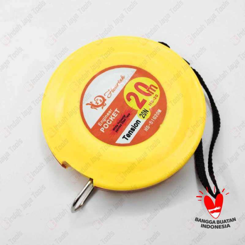 Jual FLOURISH Meteran BULAT BESI 20 M Pocket Jalan Rol Meter 20M Gulung ...