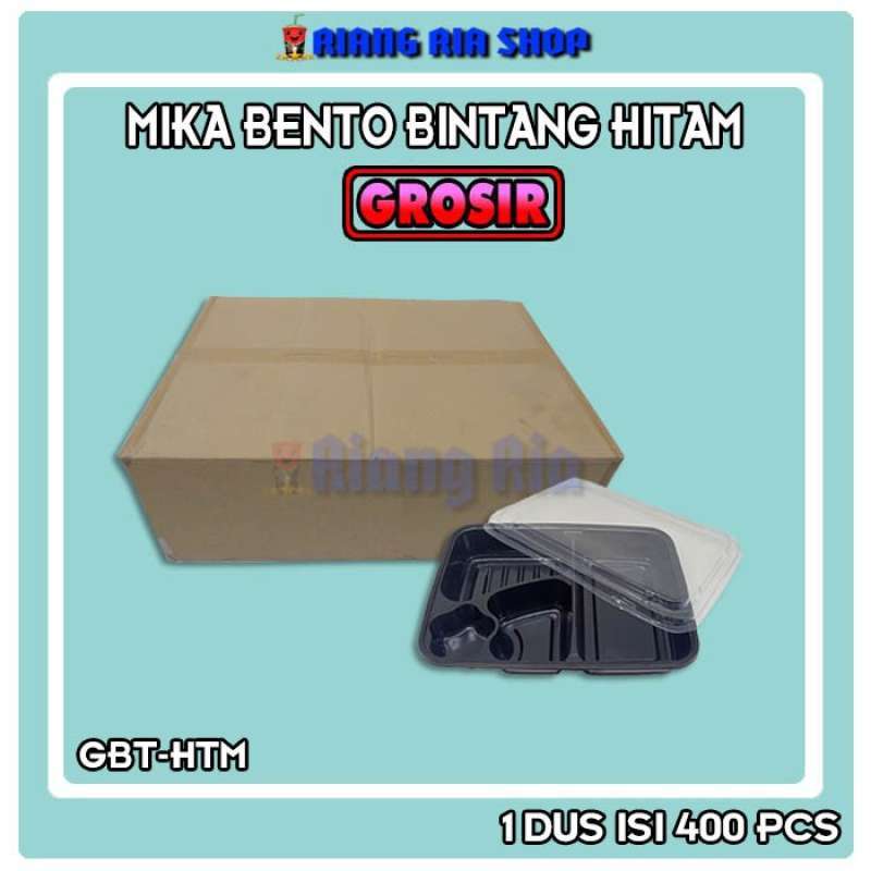 Jual MIKA BENTO GROSIR 1 DUS ISI 400 WARNA HITAM KOTAK BEKAL KHUSUS GO ...
