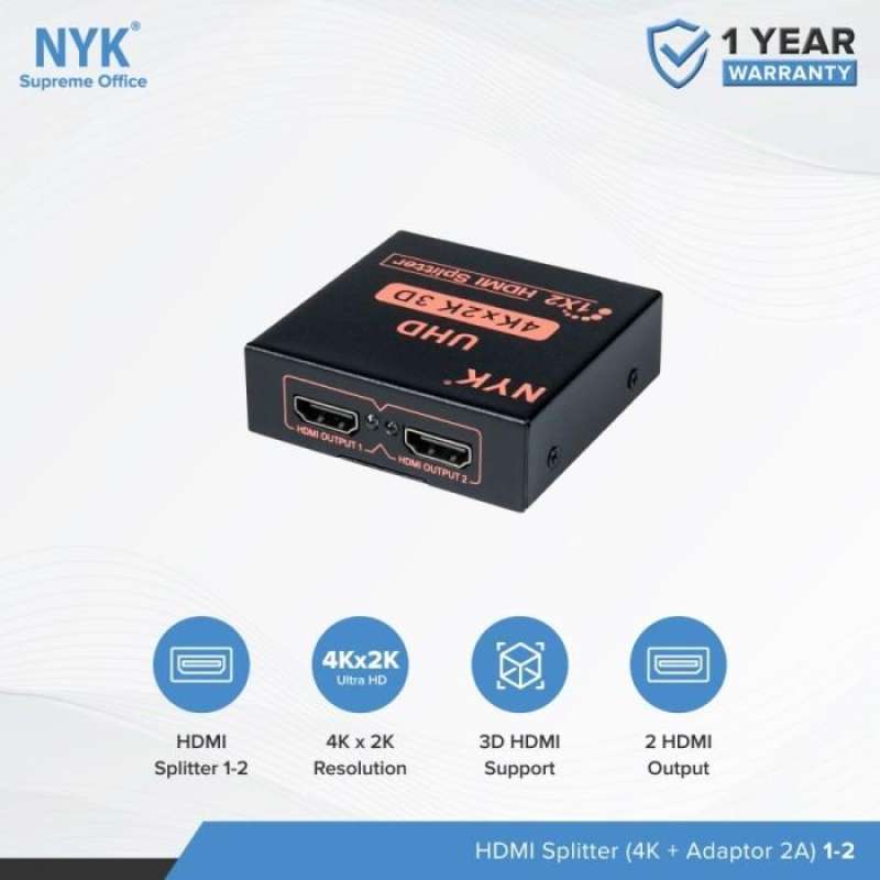 Jual HDMI Splitter NYK 2 port 4Kx2K UHD - Splitter hdmi 1-2 di Seller greatwest - Mangga Dua ...