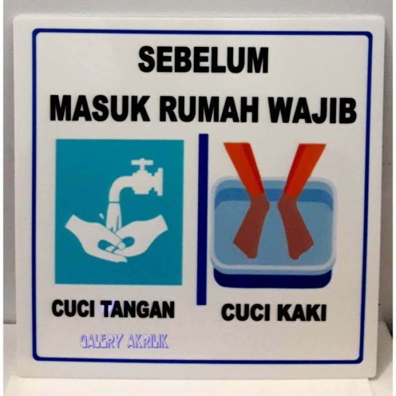 Promo Akrilik Papan Tulisan Masuk Rumah wajib cuci tangan cuci kaki ...