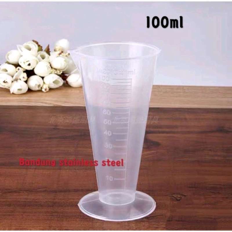 Jual Gelas ukur plastik 100ml measuring cup cone 100 ml murah garis ...