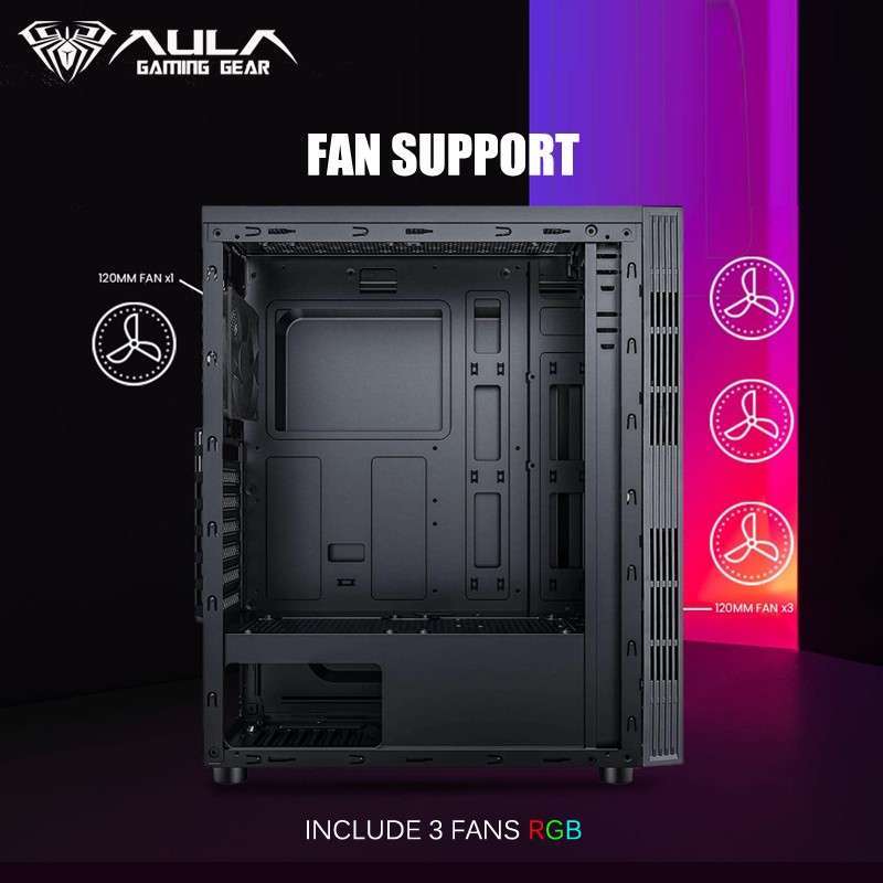 Jual Casing Pc Gaming Aula Fz011 Atx Include 3 Fan Rgb - Casing Aula Fz ...