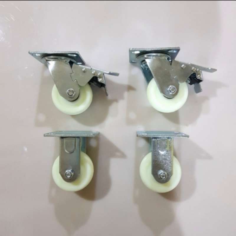 Jual Roda Nilon Heavy Duty 4 inch 2 Rem 2 Mati ( Beban 800kg ) di ...