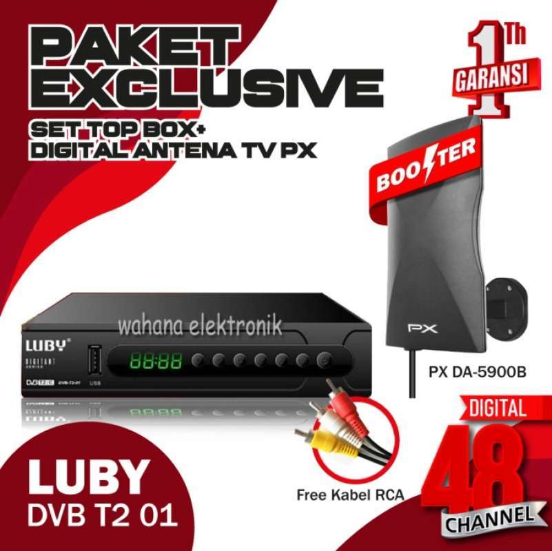 Jual Set Top Box Luby DVB T2 Paket Receiver TV + Antena Digital PX DA ...
