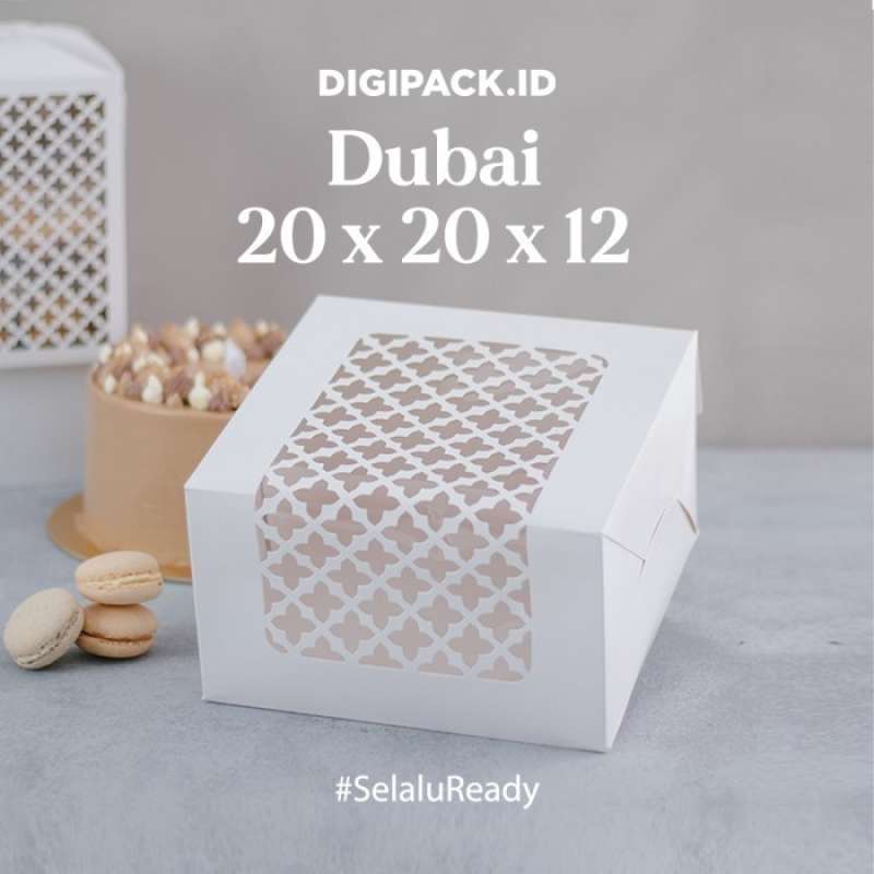 Jual [Digipack] Dubai White Cake Box 20 x 20 x 12 Kotak Kue Dus Kue di ...