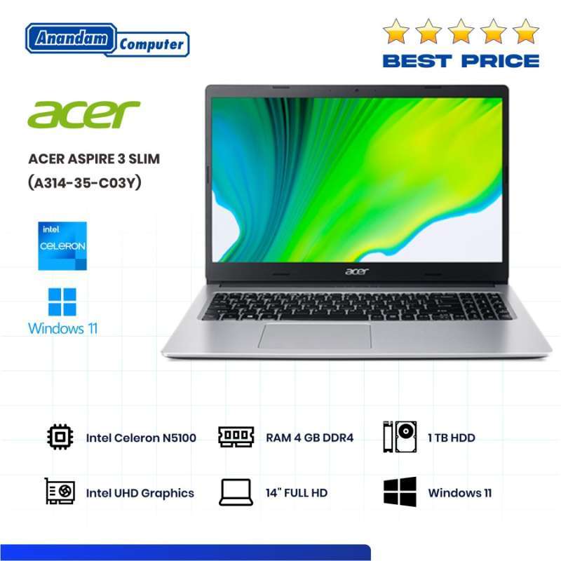 Jual ACER Aspire 3 A314-35-C03Y N5100 4GB 256GB 14 HD W11+OHS di Seller ...