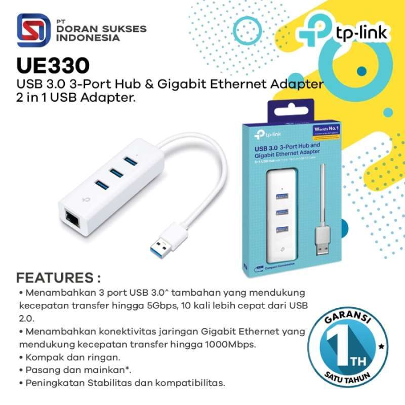 Jual TP-LINK UE330 USB 3.0 HUB 3 Port & 1 Port GIGABIT Ethernet Original di Seller Doran Gadget ...