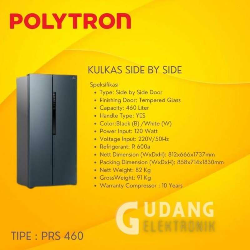 Jual KULKAS POLYTRON SIDE BY SIDE | PRS 460 di Seller Gudang Elektronic ...