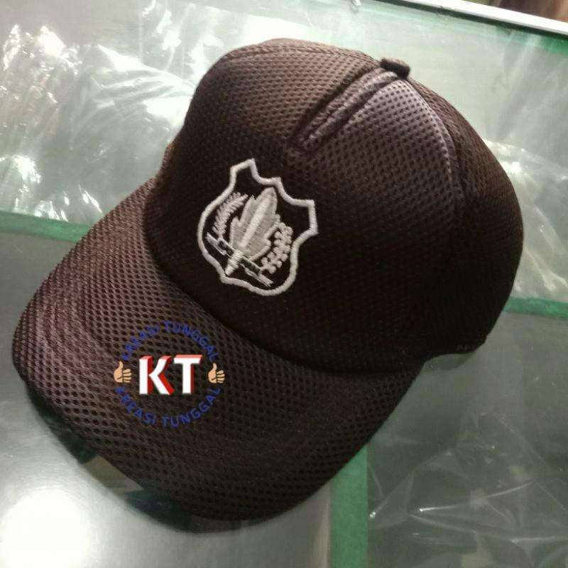 Jual topi satpam coklat bahan jaring logo putih di Seller kreasitunggal ...