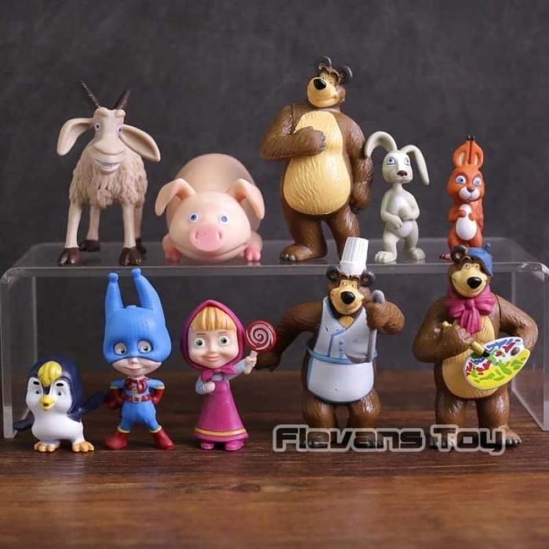 Promo MARSHA AND THE BEAR FIGURE SET 10 / TOPPER CAKE PAJANGAN KUE ...