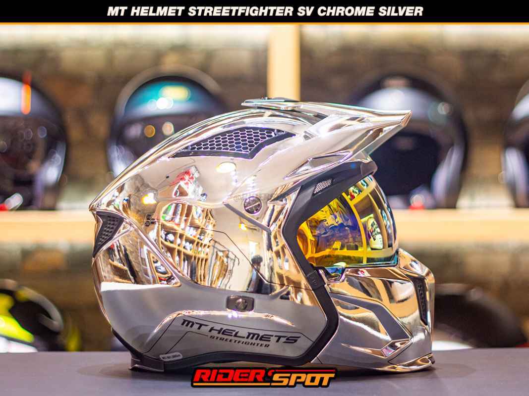 Jual Helm Motor MT Helmets Streetfighter SV Chrome Silver Crossover Not ...