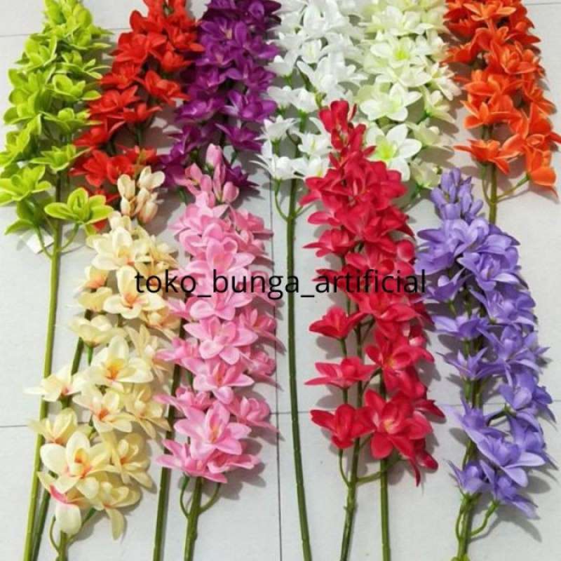 Promo Anggrek Cattleya Mekar Kain Premium Tangkai Panjang 26Kuntum 1 ...