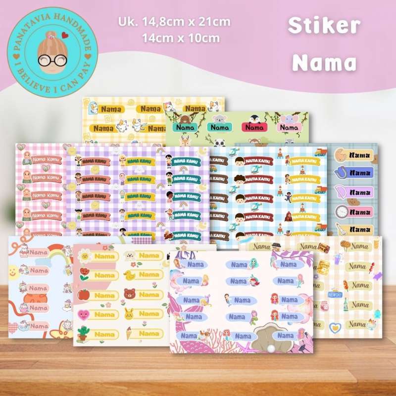 Jual Stiker Label Nama Lembaran Anak Custom / Stiker Nama Lembaran ...