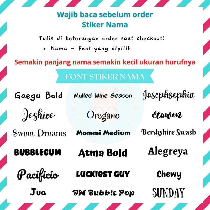 Jual Stiker Label Nama Lembaran Anak Custom / Stiker Nama Lembaran ...