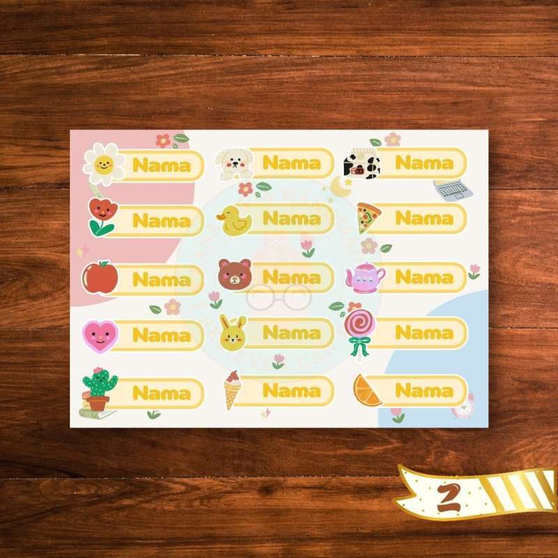 Jual Stiker Label Nama Lembaran Anak Custom / Stiker Nama Lembaran ...